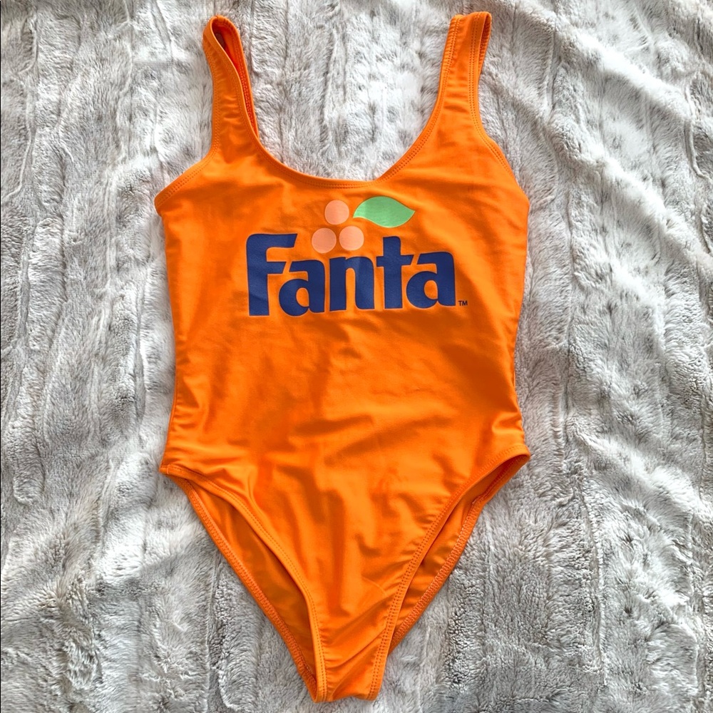 Fanta Orange Nylon 90s High Cut Swim Suit Bikini - Gem